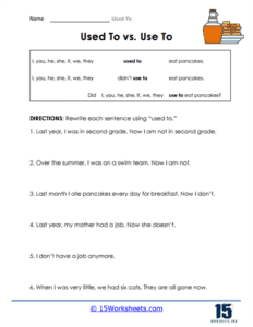 Used To vs. Use To Worksheets - 15 Worksheets.com