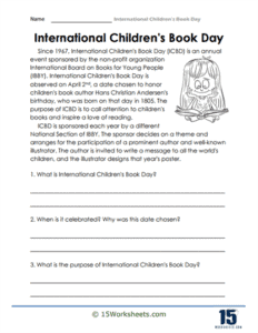 International Children's Book Day Worksheets - 15 Worksheets.com