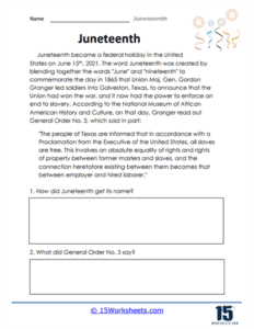 Juneteenth Worksheets - 15 Worksheets.com