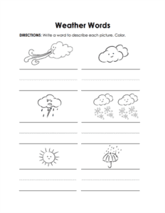Kindergarten Weather Worksheets | Vocab and Themes - 15 Worksheets.com