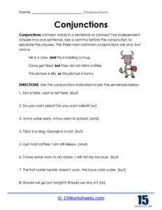 Conjunctions Worksheets - 15 Worksheets.com