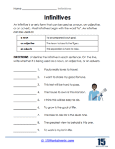 Infinitives Worksheets | Grammar Skills Collection - 15 Worksheets.com