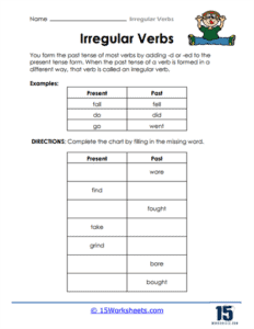 Irregular Verbs Worksheets - 15 Worksheets.com