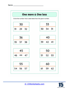 1 More or Less Worksheets | Early Add or Subtract Skills - 15 ...