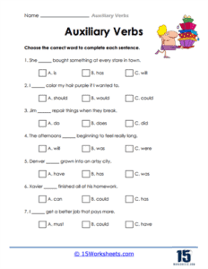 Auxiliary Verbs Worksheets - 15 Worksheets.com