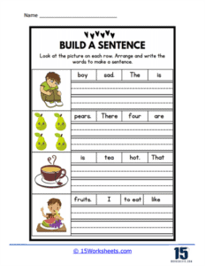 Picture Sentences Worksheets | Kindergarten - 15 Worksheets.com
