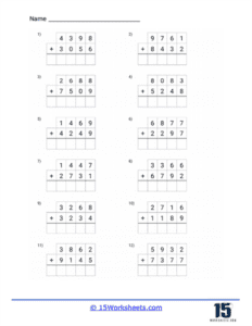 Four Digit Addition Worksheets - 15 Worksheets.com