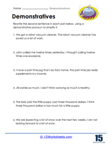 Demonstratives Worksheets - 15 Worksheets.com