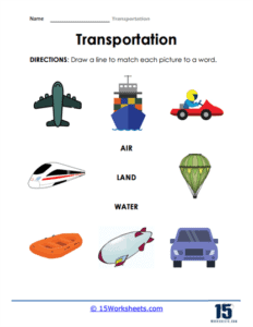 Transportation Worksheets | Vehicle Names - 15 Worksheets.com