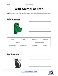 Wild Animals Worksheets | Nature Learning - 15 Worksheets.com