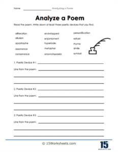 Analyzing a Poem Worksheets - 15 Worksheets.com