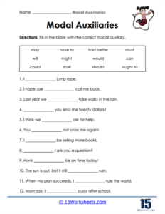 Modal Auxiliaries Worksheets - 15 Worksheets.com