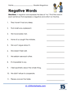 Double Negatives Worksheets | Establish Clarity - 15 Worksheets.com