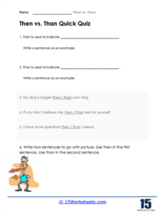 Then vs. Than Worksheets | Sharpen Grammar - 15 Worksheets.com