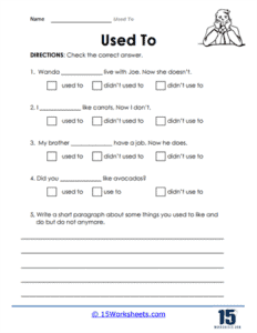 Used To vs. Use To Worksheets - 15 Worksheets.com