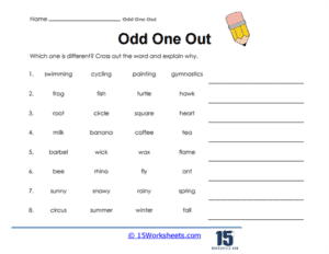 Odd One Out Worksheets | Finding Mismatches - 15 Worksheets.com