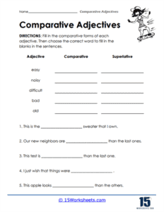 Comparative Adjectives Worksheets | Adding Clarity - 15 Worksheets.com