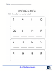 Ordering Numbers Worksheets | Numeracy Skills - 15 Worksheets.com
