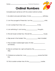 Ordinal Numbers Worksheets | Sequence & Position Terms - 15 Worksheets.com