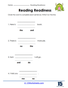 Reading Readiness Worksheets | Kindergarten - 15 Worksheets.com