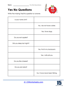 Yes or No Questions Worksheets - 15 Worksheets.com