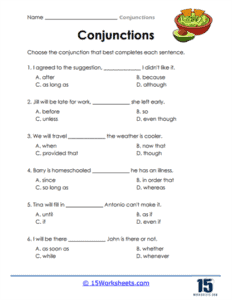 Conjunctions Worksheets - 15 Worksheets.com