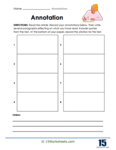 Annotation Worksheets - 15 Worksheets.com