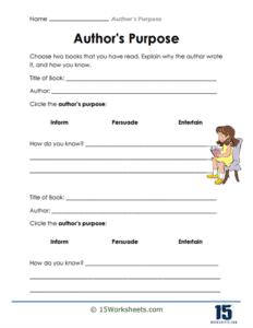 Author's Purpose Worksheets | Inform, Entertain, Persuade - 15 ...