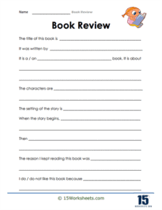 Book Review Worksheets | Help Kids Critique - 15 Worksheets.com