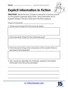 Explicit Information Worksheets - 15 Worksheets.com