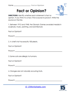 Fact or Opinion Worksheets - 15 Worksheets.com