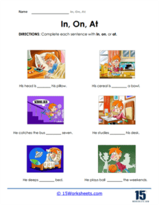 In, On, At Worksheets | Prepositional Grammar - 15 Worksheets.com