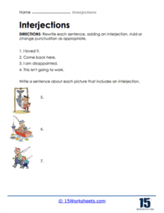 Interjection Worksheets | Using Expressive Phrases - 15 Worksheets.com
