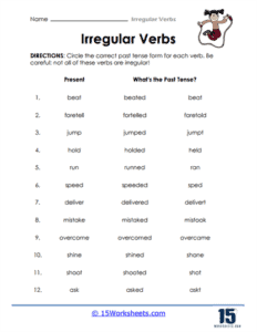 Irregular Verbs Worksheets - 15 Worksheets.com