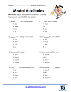 Modal Auxiliaries Worksheets - 15 Worksheets.com