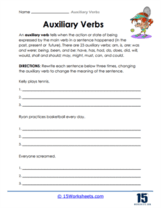 Auxiliary Verbs Worksheets | Identify, Correct & Usage - 15 Worksheets.com