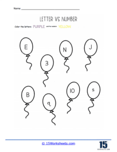 Letters vs. Numbers Worksheets | Kindergarten Skills - 15 Worksheets.com