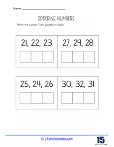 Ordering Numbers Worksheets | Numeracy Skills - 15 Worksheets.com