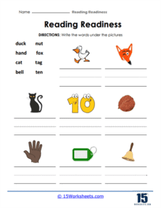 Reading Readiness Worksheets | Kindergarten - 15 Worksheets.com