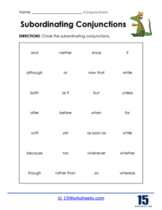 Conjunctions Worksheets - 15 Worksheets.com