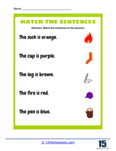 Match the Sentences Worksheets | Pair Together Meanings - 15 Worksheets.com