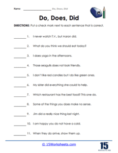 Do, Does, Did Worksheets | Present & Past Simple - 15 Worksheets.com