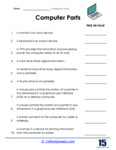 Computer Parts Worksheets - 15 Worksheets.com