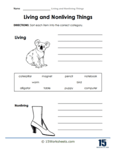 Living and Nonliving Things Worksheets - 15 Worksheets.com
