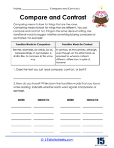 Compare and Contrast Worksheets - 15 Worksheets.com