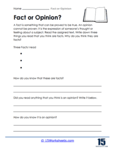 Fact or Opinion Worksheets - 15 Worksheets.com