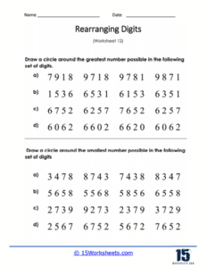 Rearranging Numbers Worksheets - 15 Worksheets.com