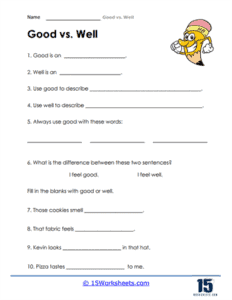 Good vs. Well Worksheets - 15 Worksheets.com