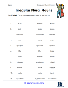 Irregular Plural Nouns Worksheets | Rules, Patterns & Changing - 15 ...