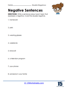 Double Negatives Worksheets | Establish Clarity - 15 Worksheets.com